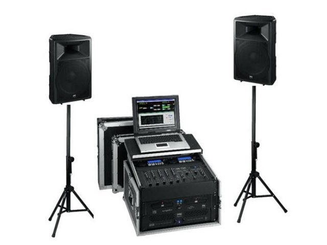 Musikanlage inkl. 2 Lautsprecher und DJ-Rack mit CD-Player, Mischpult ...